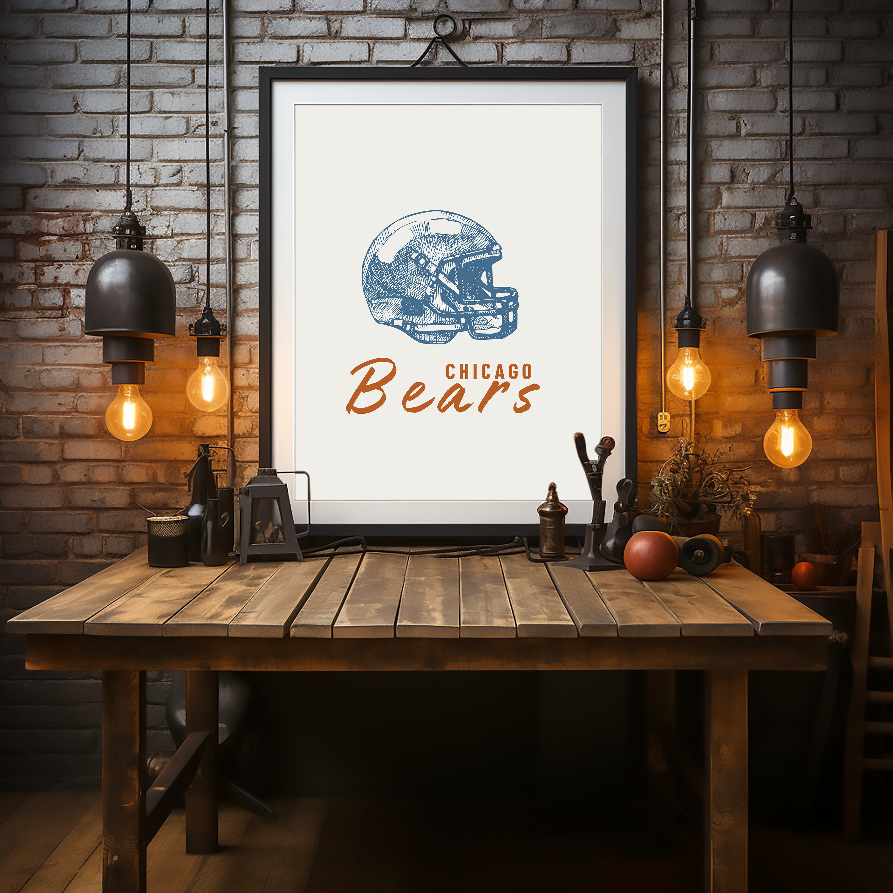 Chicago Bears, Sports Decor for Boys Room, Sports Bar Art, Chicago ...