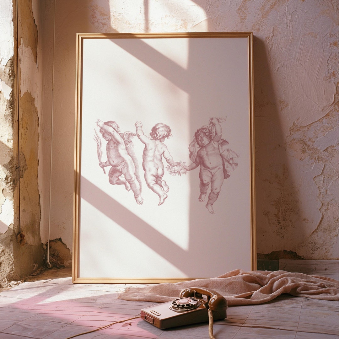 Cherubs Art Print, Coquette Room Decor, Soft Girl Aesthetic, Trending ...