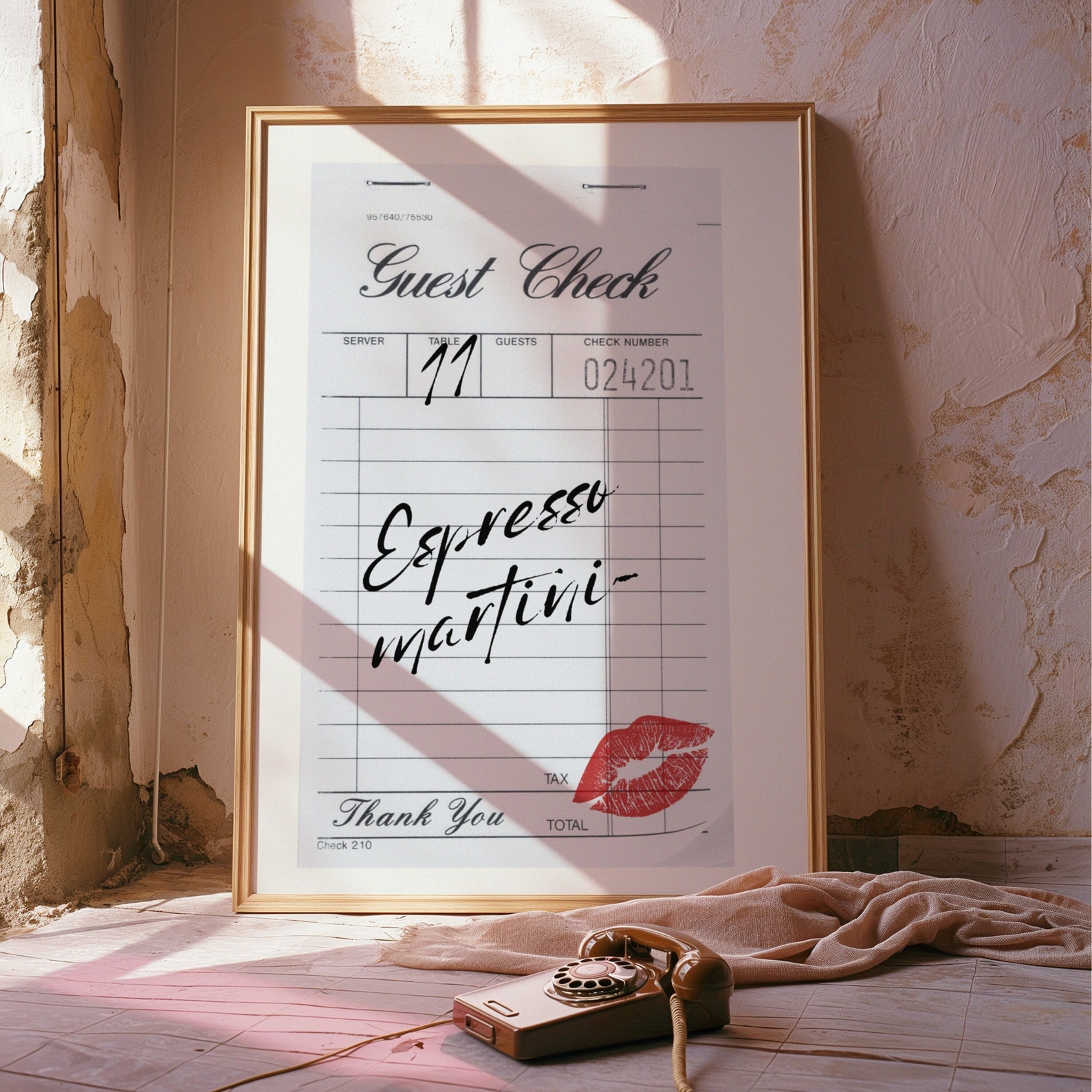 Espresso Martini Print, Guest Check, Minimalist Espresso Martini,retro ...