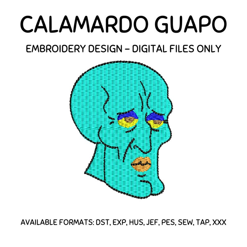 Handsome Squidward - Embroidery Design, Machine Embroidery File ...