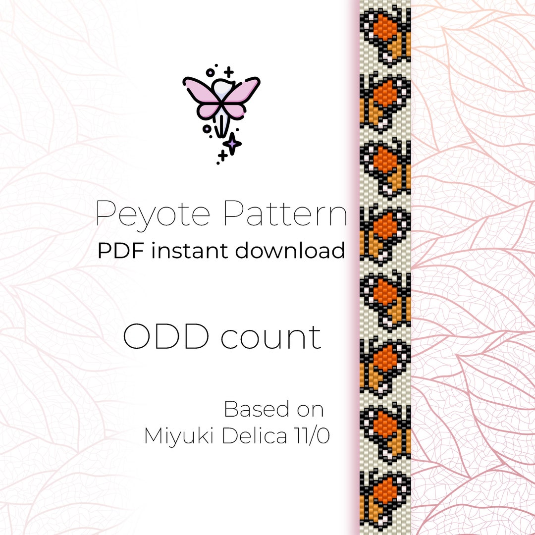 Narrow Monarch Butterfly | Peyote Pattern | Odd Count | Peyote Bracelet ...