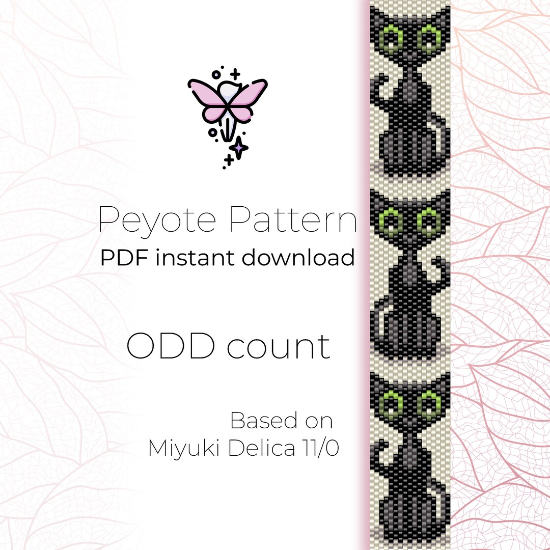 Black Cats | Peyote Pattern | Odd Count | Peyote Bracelet Pattern PDF ...