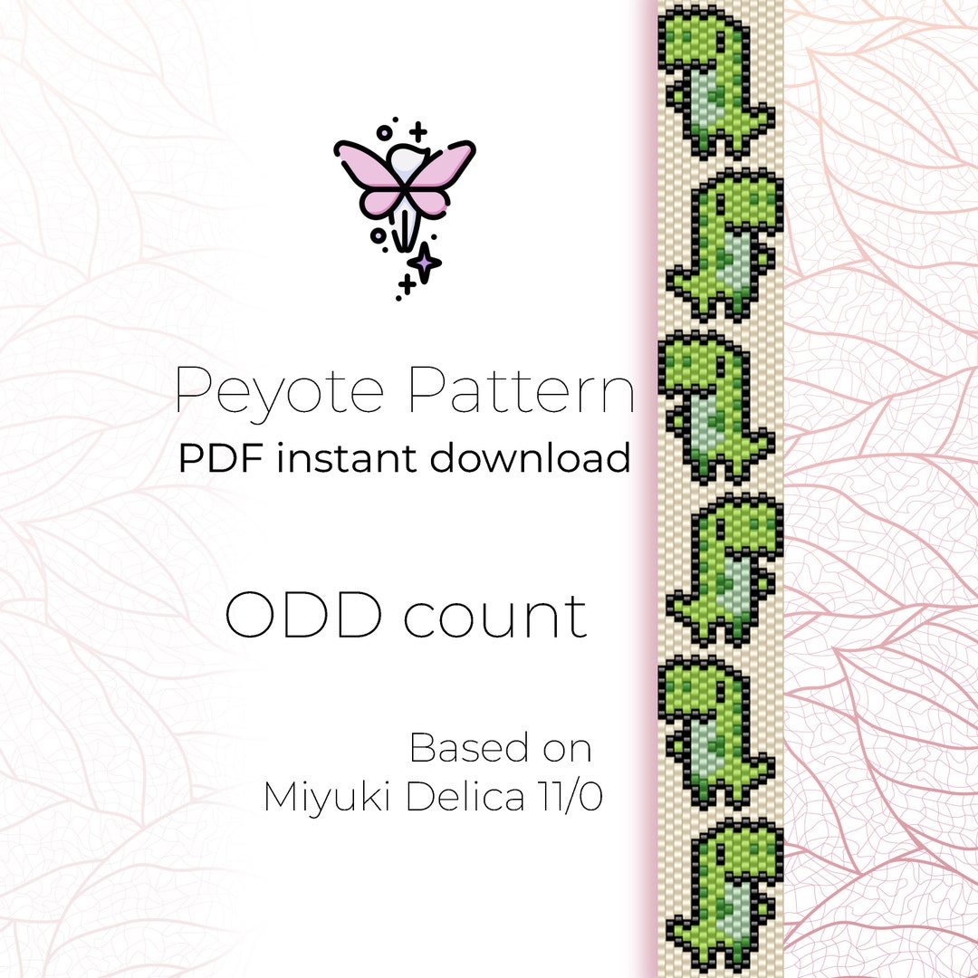 Little Green Dino | Peyote Pattern | Odd Count | Peyote Bracelet ...