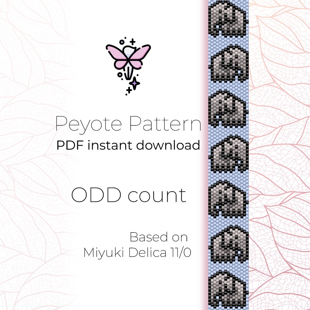 Elephants on Blue | Peyote Pattern | Odd Count | Peyote Bracelet ...