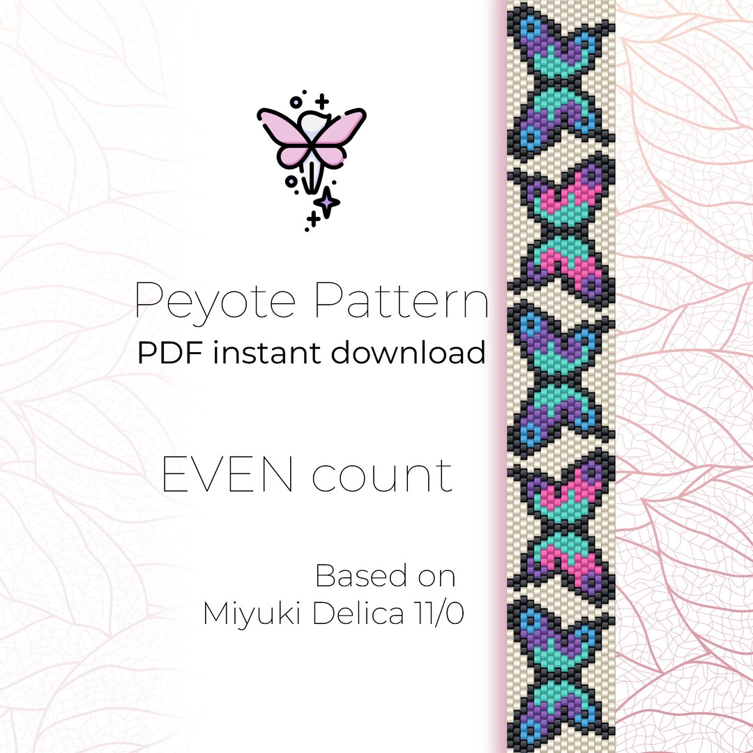Small Butteflies | Peyote Pattern | Even Count | Peyote Bracelet ...