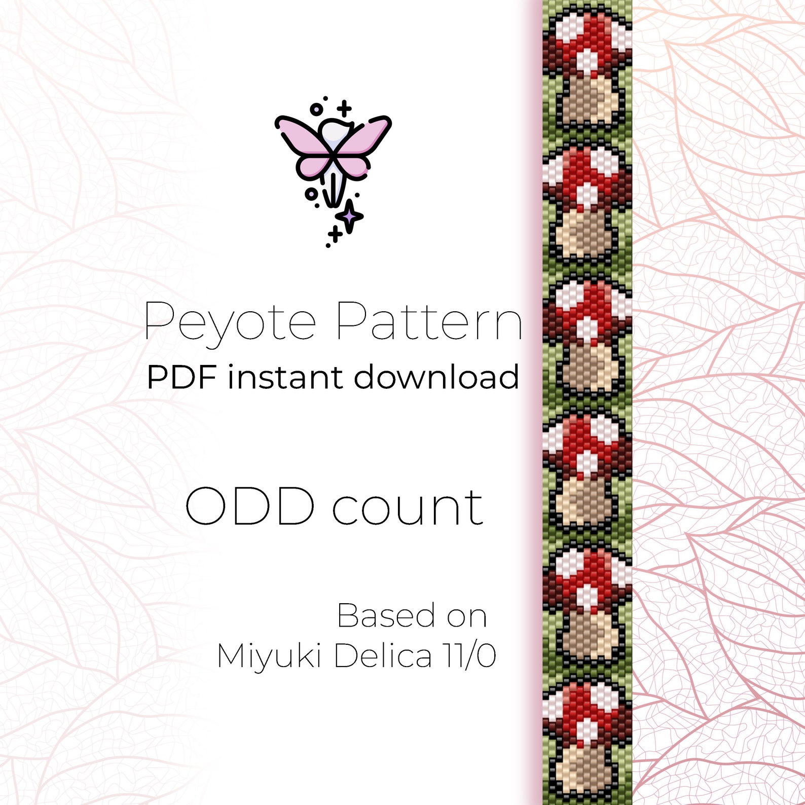 Narrow Amanita Mooshrooms | Peyote Pattern | Odd Count | Peyote ...