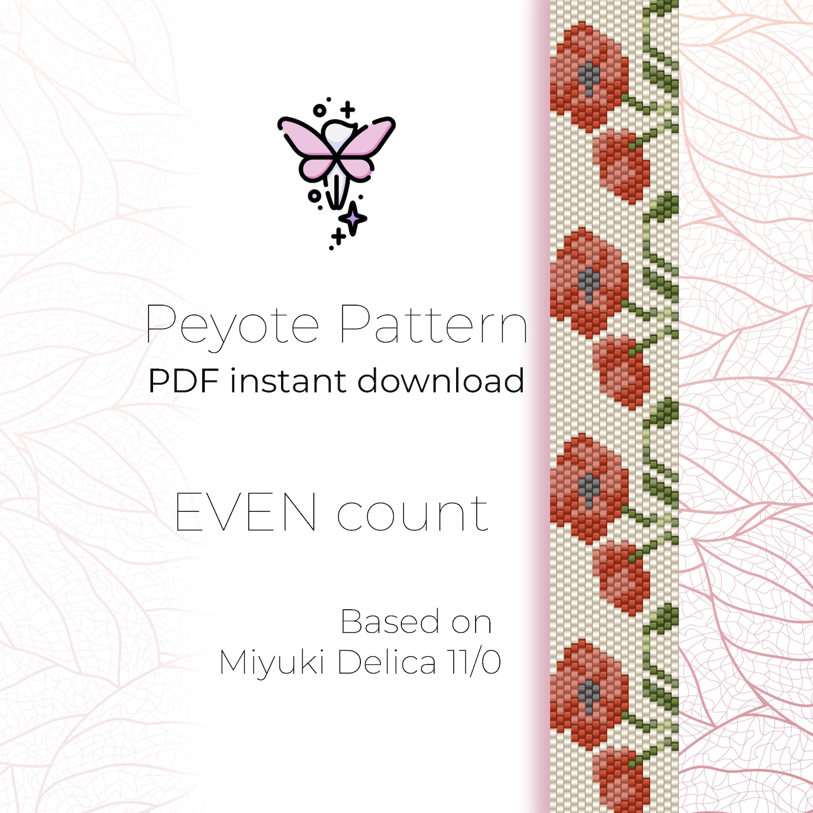 Poppy Grove | Peyote Pattern | Even Count | Peyote Bracelet Pattern PDF ...