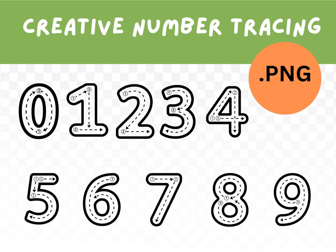Numbers Tracing 0-10 Clipart - Etsy