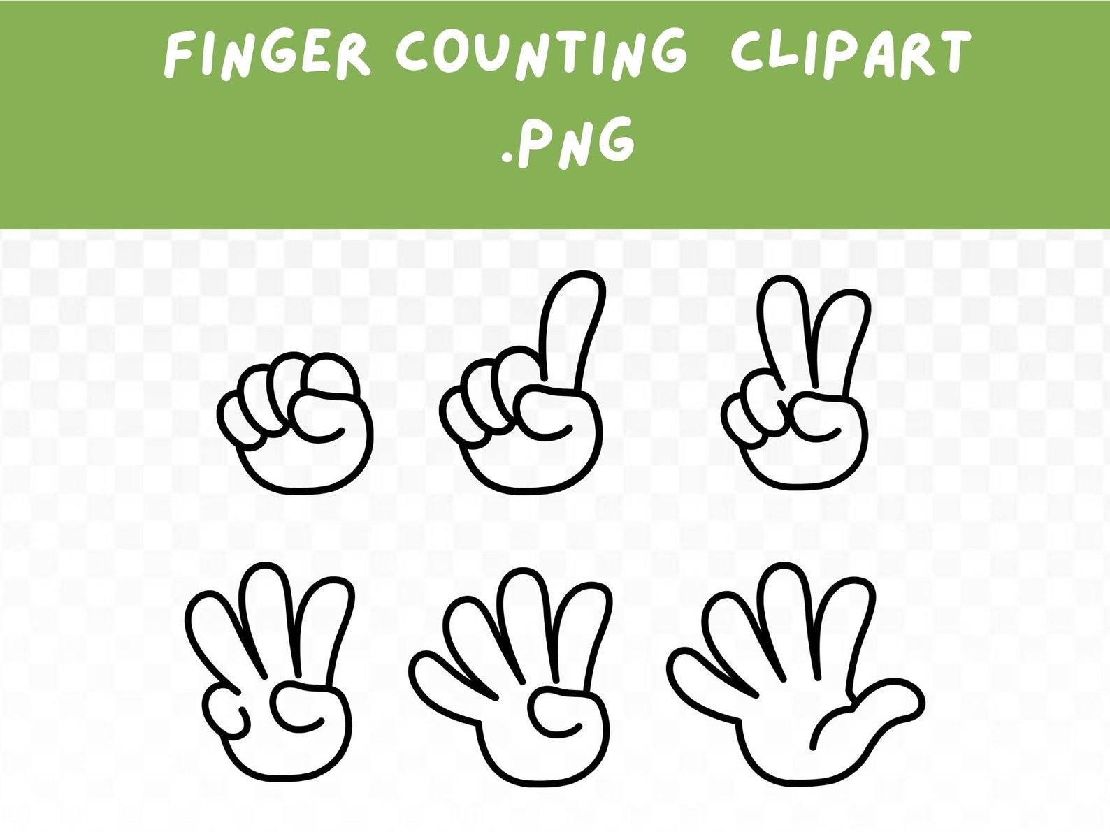 Finger Counting, Hand Clipart, PNG File - Etsy UK