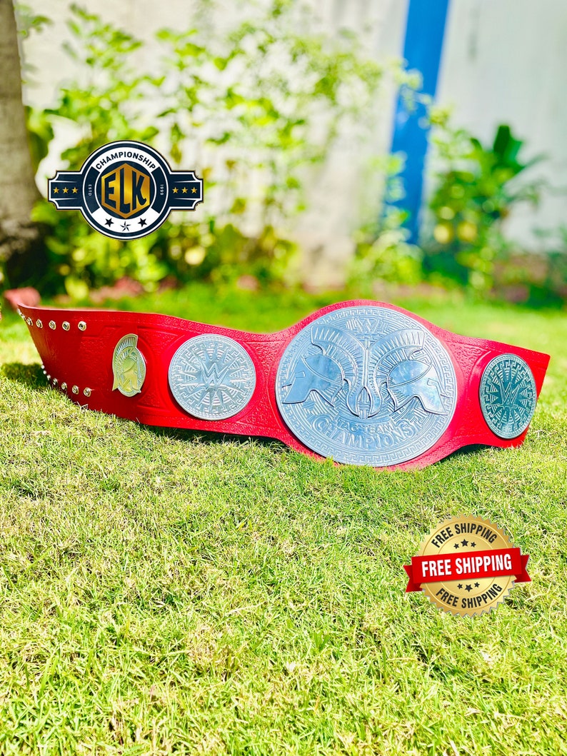 New Raw Tag Team Heavyweight Black Handmade Hand Tooled Leather ...