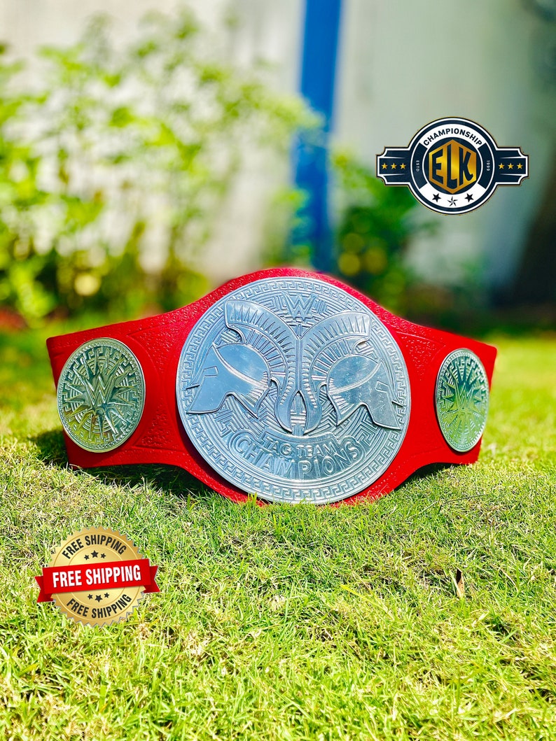 New Raw Tag Team Heavyweight Black Handmade Hand Tooled Leather ...