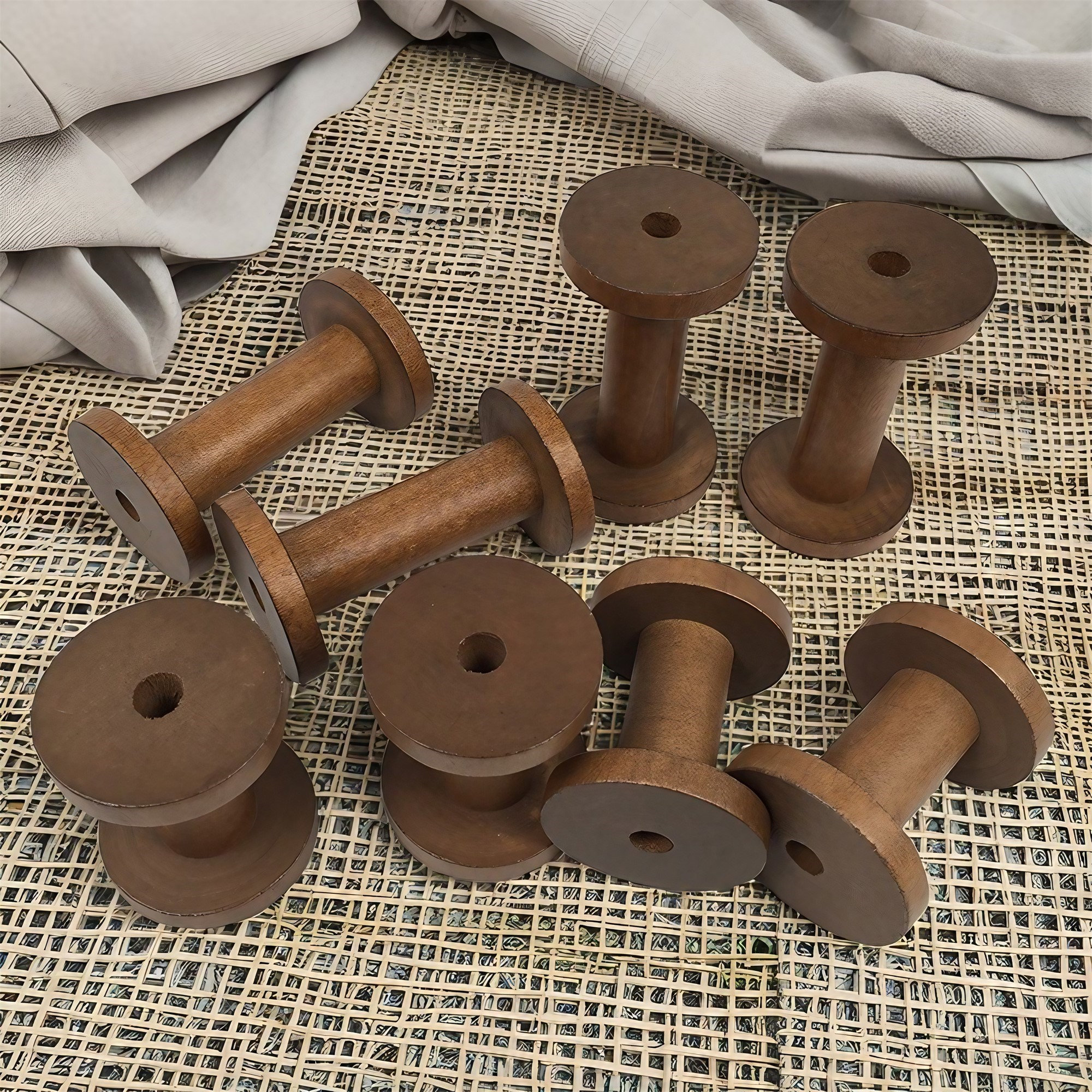 Set of 6 Wooden Spools, Natural Wood Spools, Sewing Cotton Thread ...