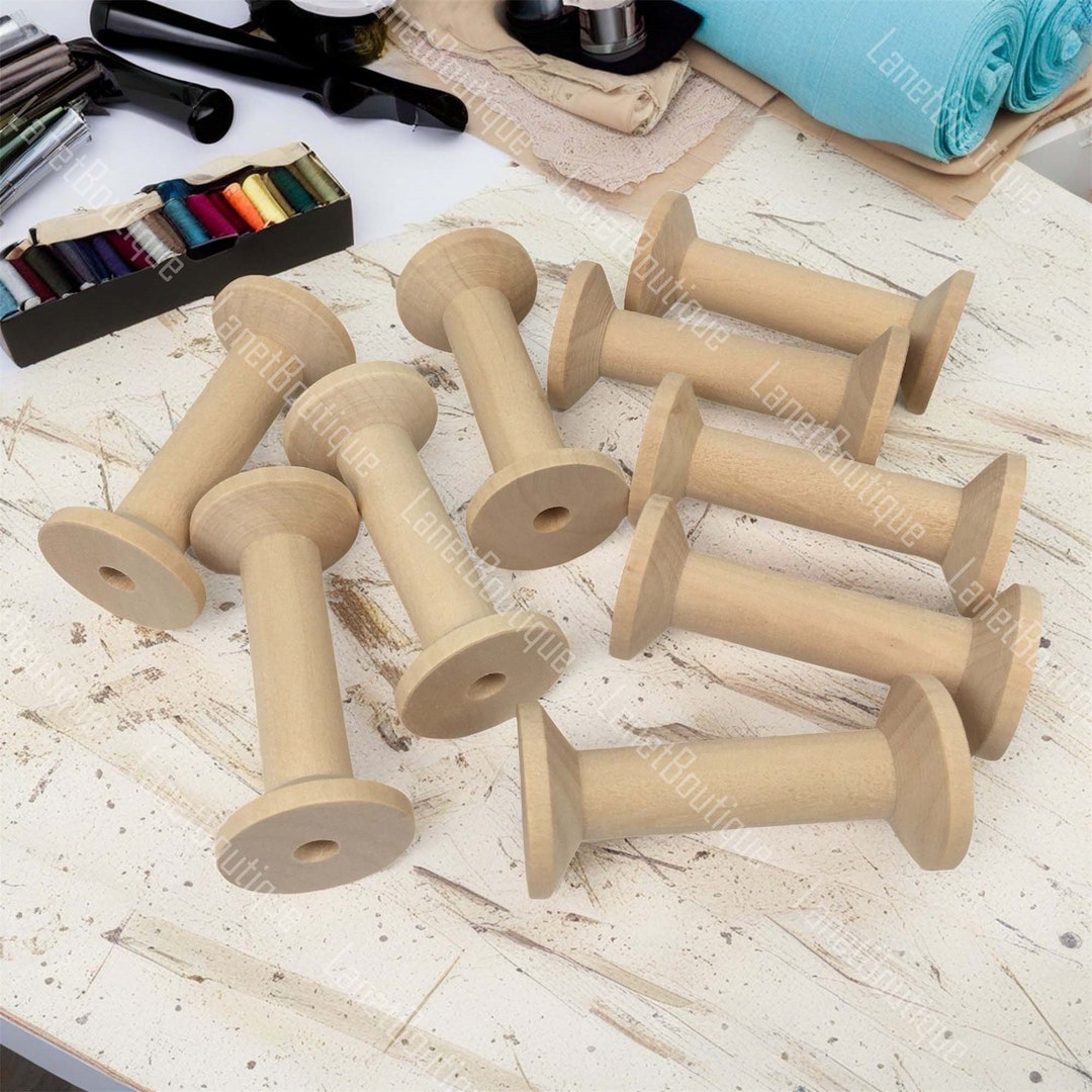 Vintage Wooden Spool 4-piece Set, Natural Wooden Spool, Sewing Cotton ...
