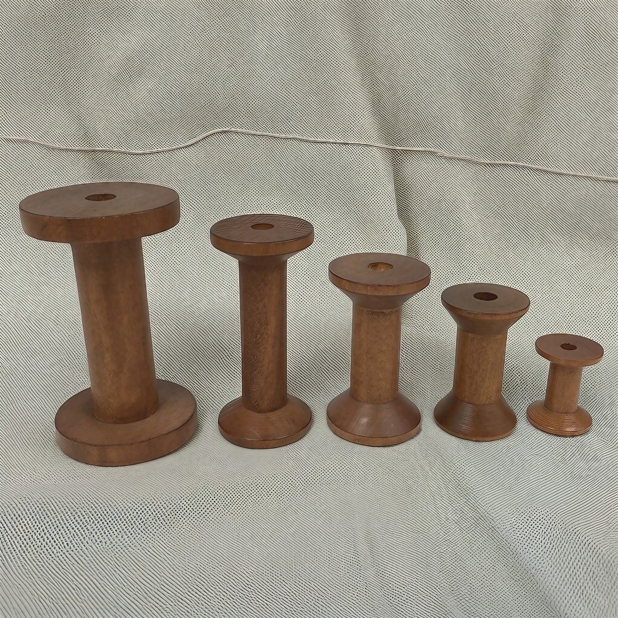 Set of 6 Wooden Spools, Natural Wood Spools, Sewing Cotton Thread ...