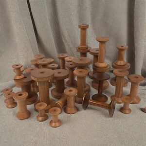 Set of 6 Wooden Spools, Natural Wood Spools, Sewing Cotton Thread ...