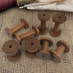 Set of 6 Wooden Spools, Natural Wood Spools, Sewing Cotton Thread ...