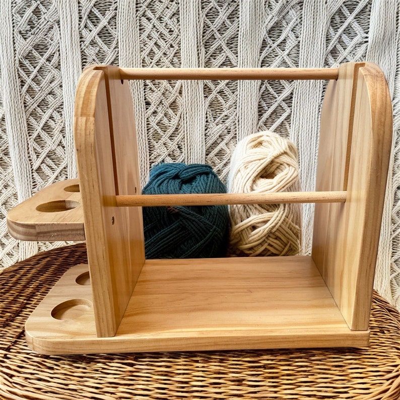 Wooden Yarn Ball Rack, Rotating Double Yarn Rack, Rotatable Yarn ...