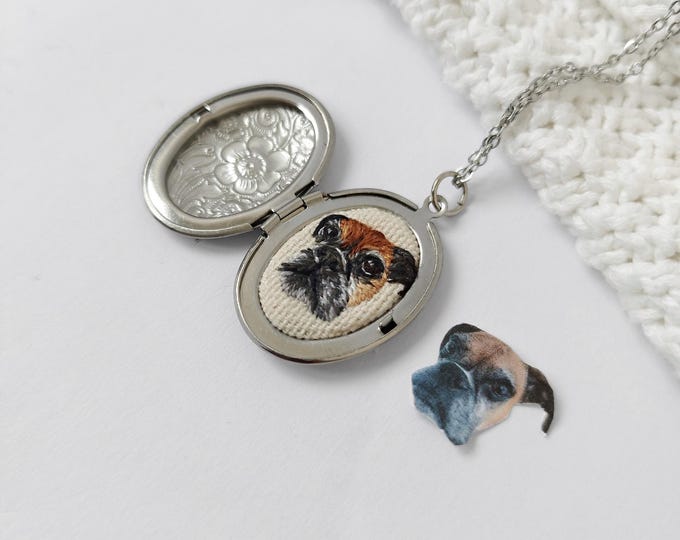 Custom Embroidery Portrait Dog Necklace| Custom Jewelry for Mom Dog ...
