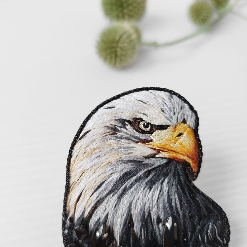 Handcrafted Brooch Black and White Bald Eagles Statement Bird Lover ...