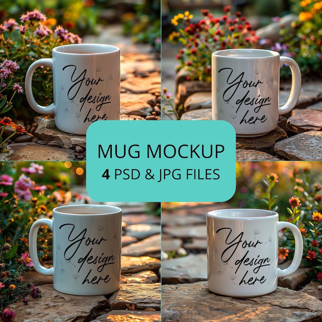 Pack of 4 Mug Mockup Psd and Jpg Files, Blank Mug Template, Mug ...