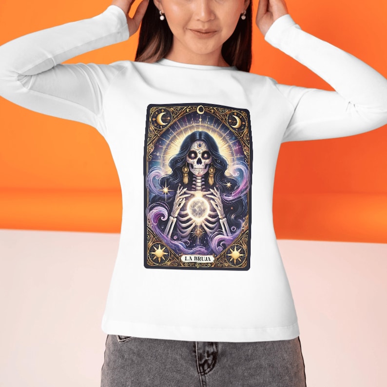 La Bruja Skeleton Tarot Card PNG: Witchy Mexican Lotería Digital Art ...