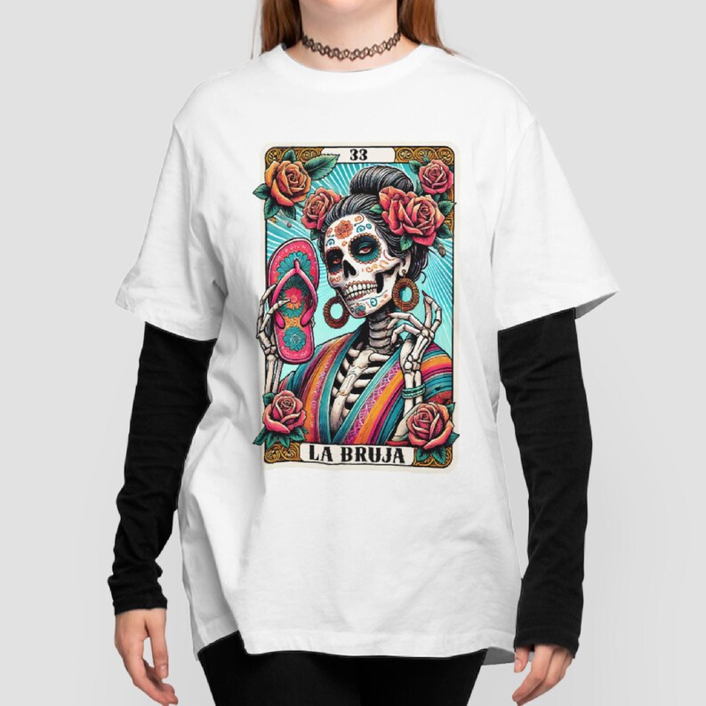La Bruja Skeleton Tarot Card PNG, Hispanic Heritage Day of the Dead Art ...