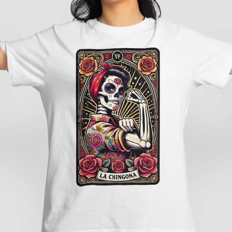 La Chingona Mexican Tarot Card PNG: Chola Skull Latina Skeleton ...