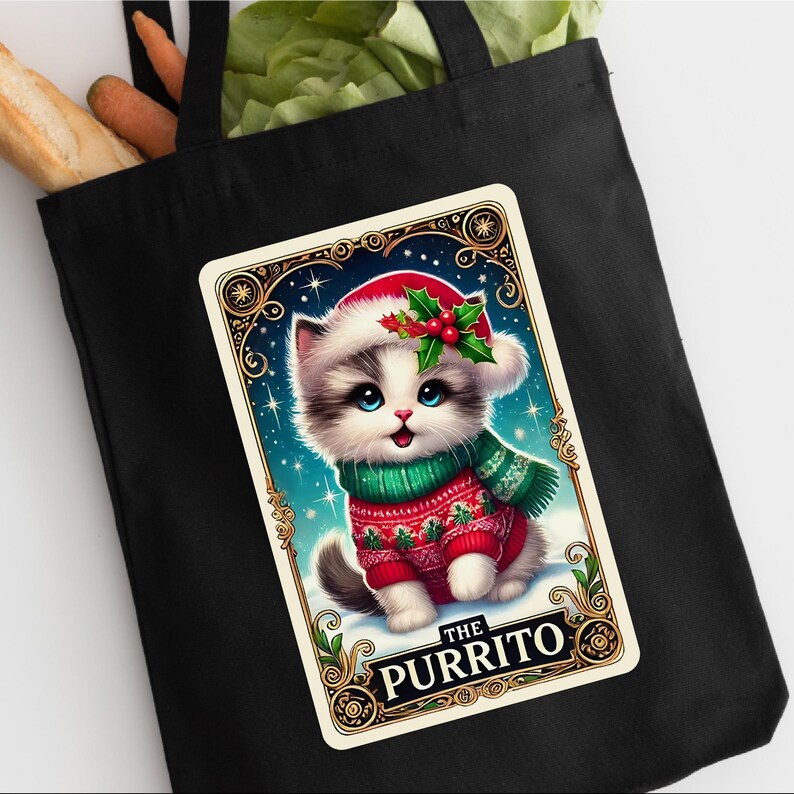 Kitten Christmas Tarot Card PNG, the Purrito (digital Download) - Etsy