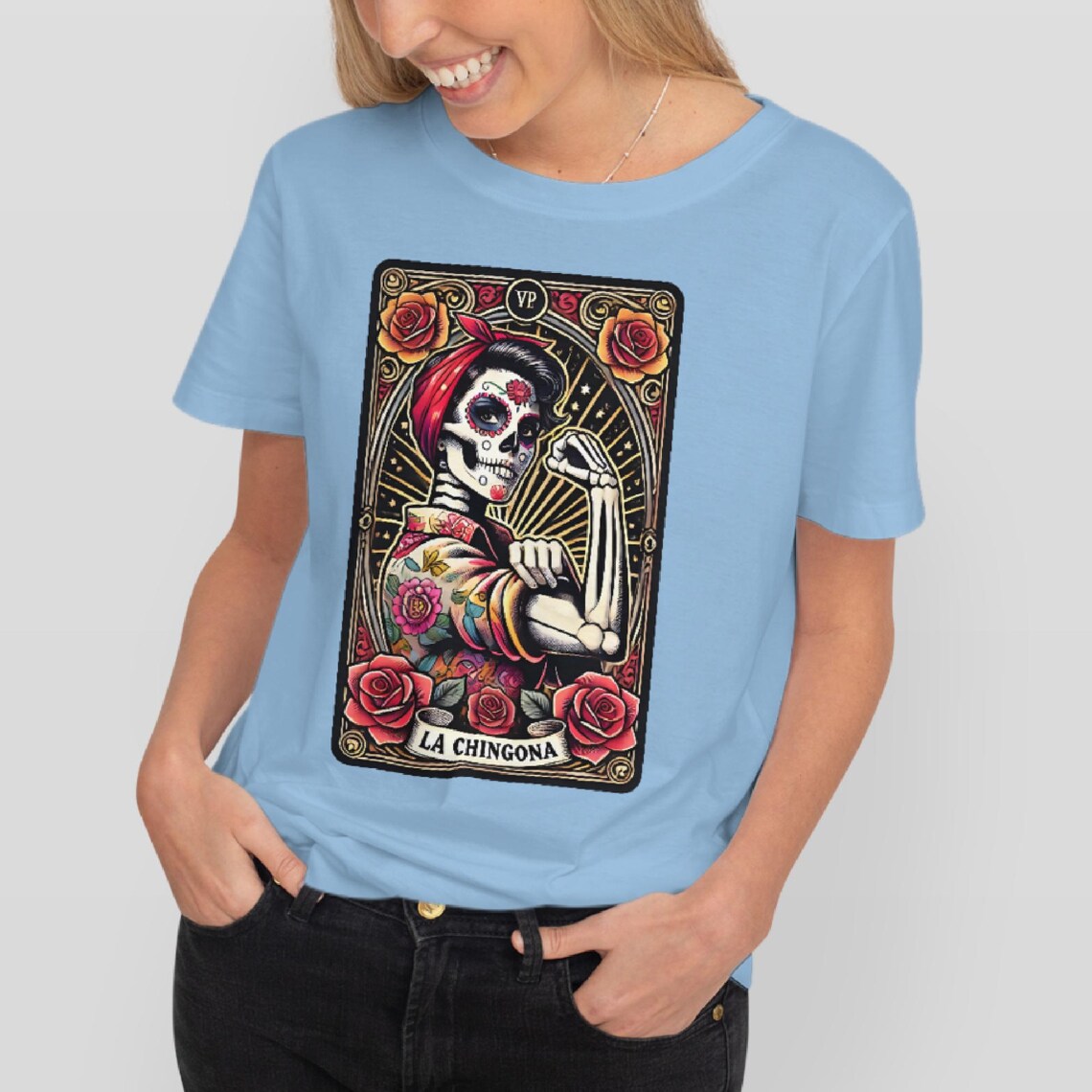 La Chingona Mexican Tarot Card PNG: Chola Skull Latina Skeleton ...