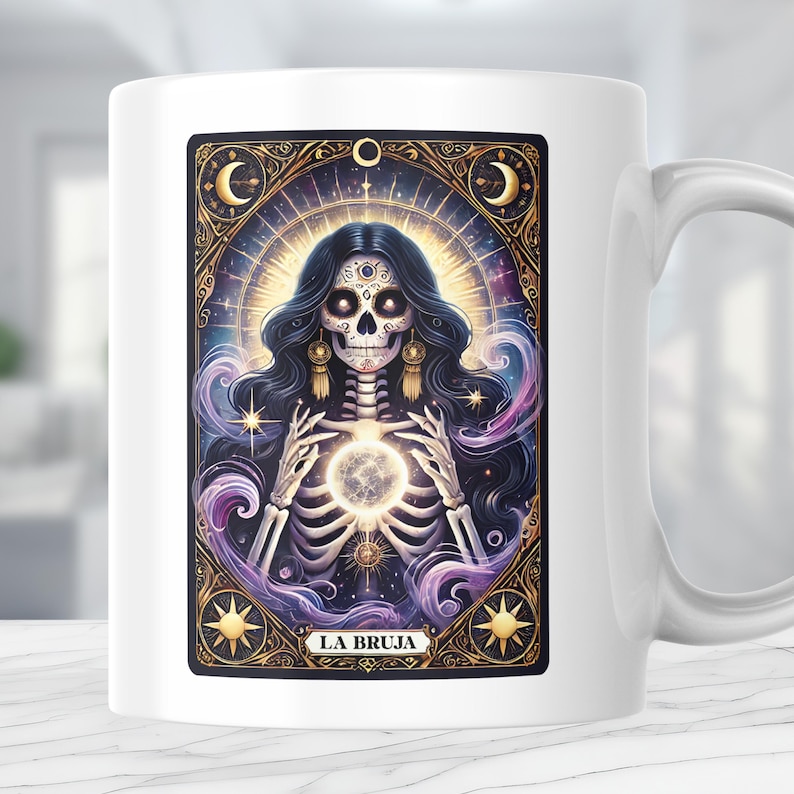 La Bruja Skeleton Tarot Card PNG: Witchy Mexican Lotería Digital Art ...
