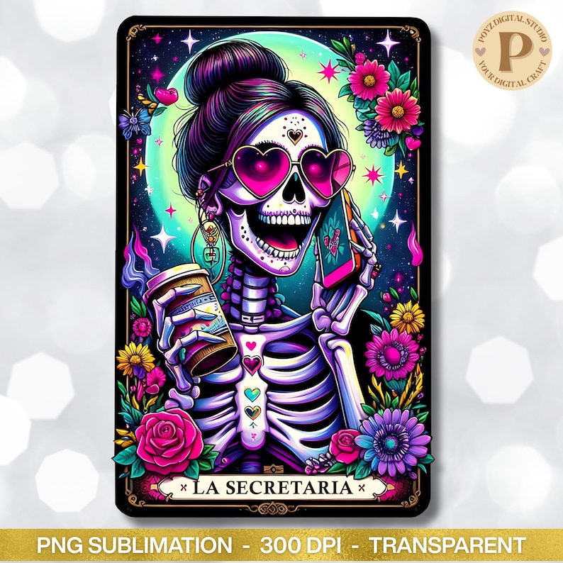 La Secretaría Tarot Card PNG Funny Mexican Skeleton Office Humor ...