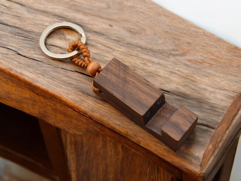 Wooden Phone Stand Keychain Multi-functional Gadget Holder Fashion ...