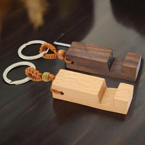 Wooden Phone Stand Keychain Multi-functional Gadget Holder Fashion ...