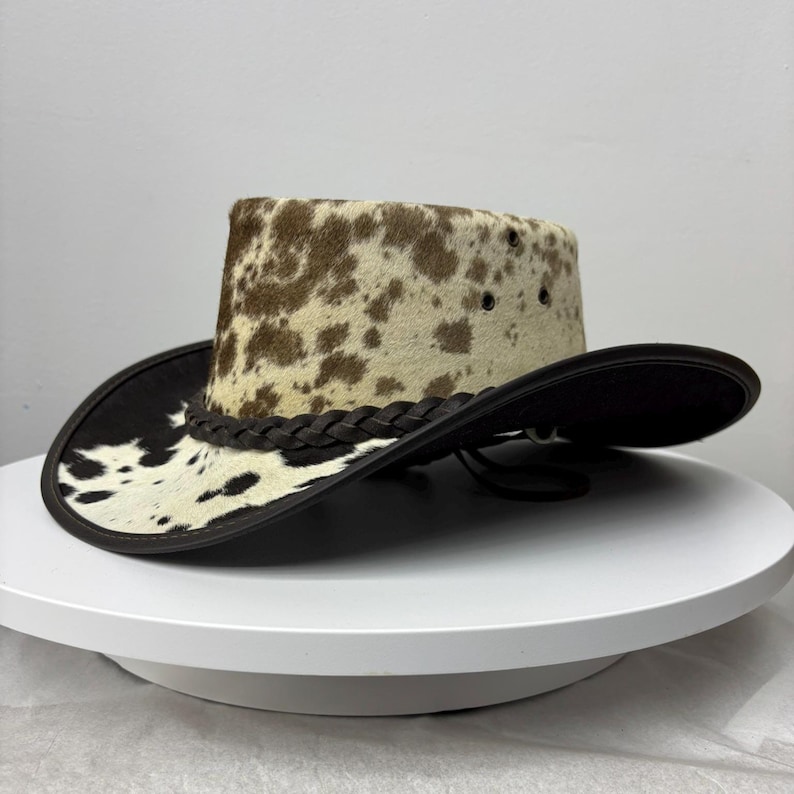 Cowhide Cowboy Hat: Handmade Genuine Leather Unisex Outdoor Hat - Etsy