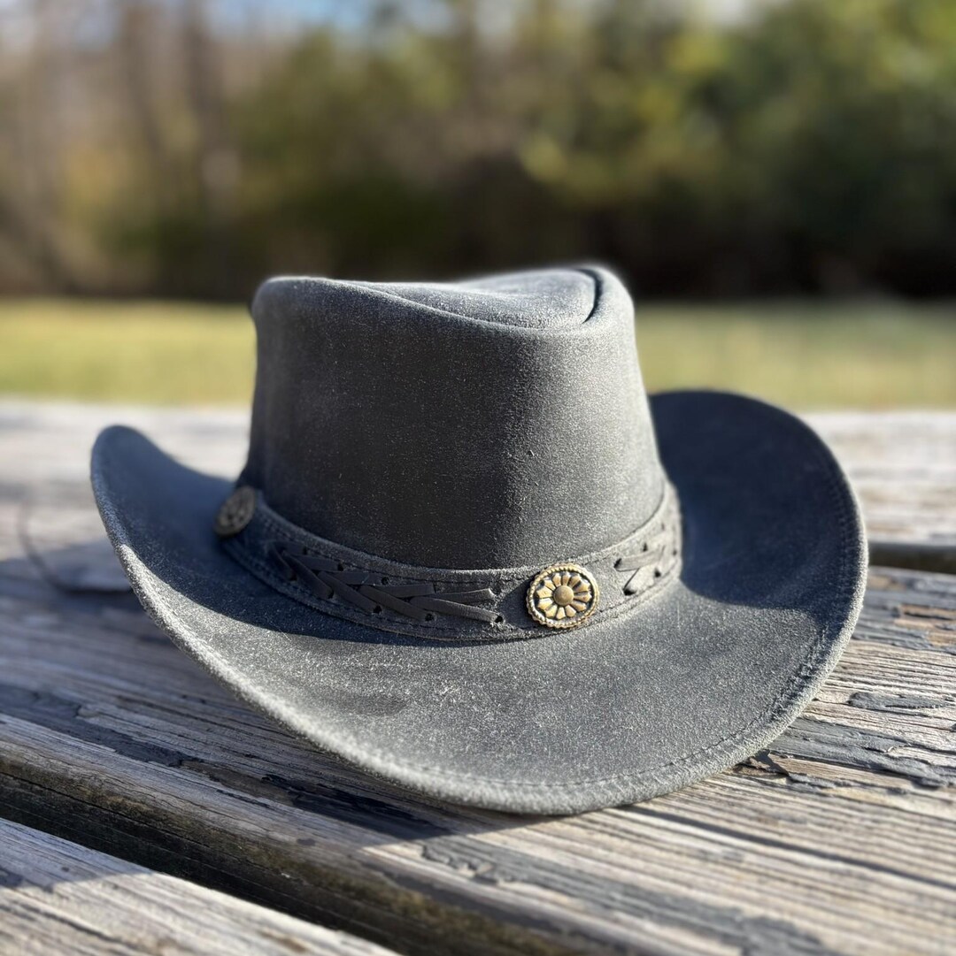 Real Leather Cowboy Hat | Western Leather Hat for Men and Women ...