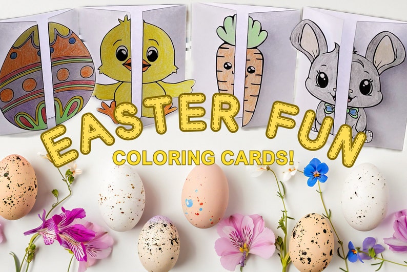 FUN EASTER PRINTABLE Coloring Cards Children Coloring, Easter Cards ...