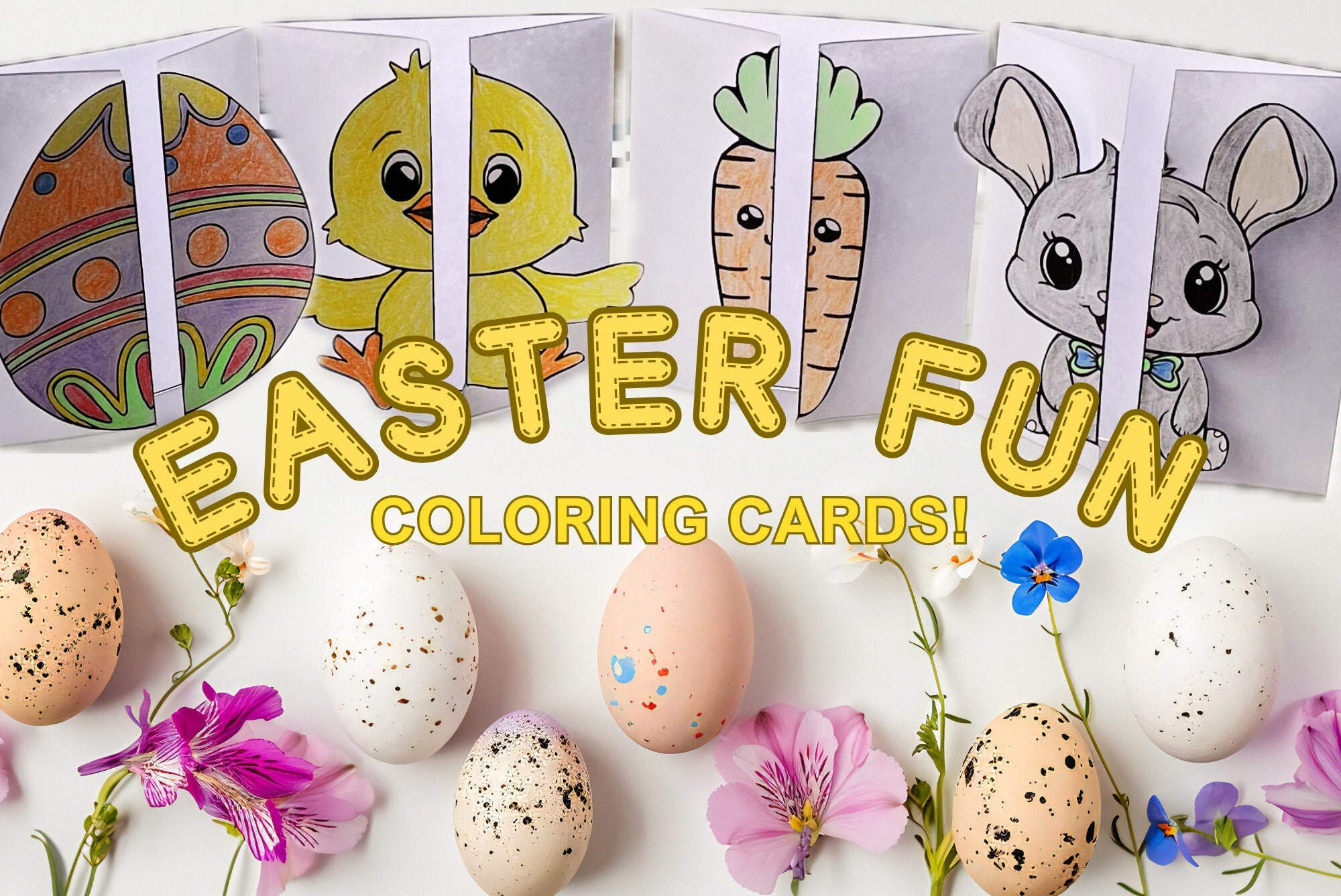 FUN EASTER PRINTABLE Coloring Cards Children Coloring, Easter Cards ...