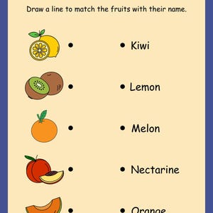 Colorful Fruits Alphabet Worksheet - Etsy