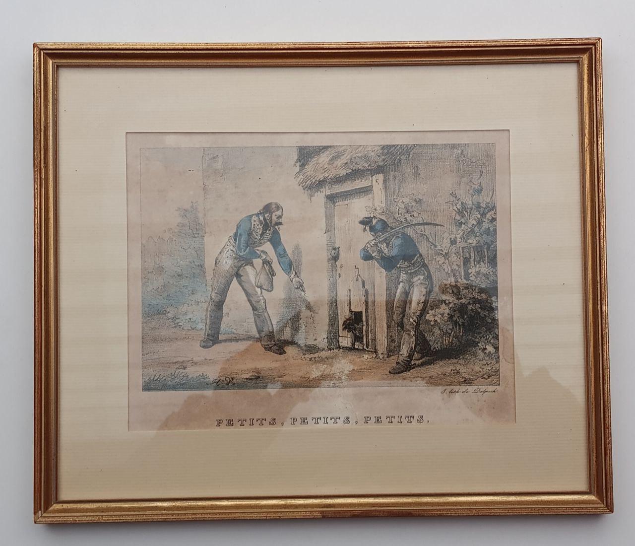 Antique Military Lithograph Framed, Military Antique Illustration 1848s ...