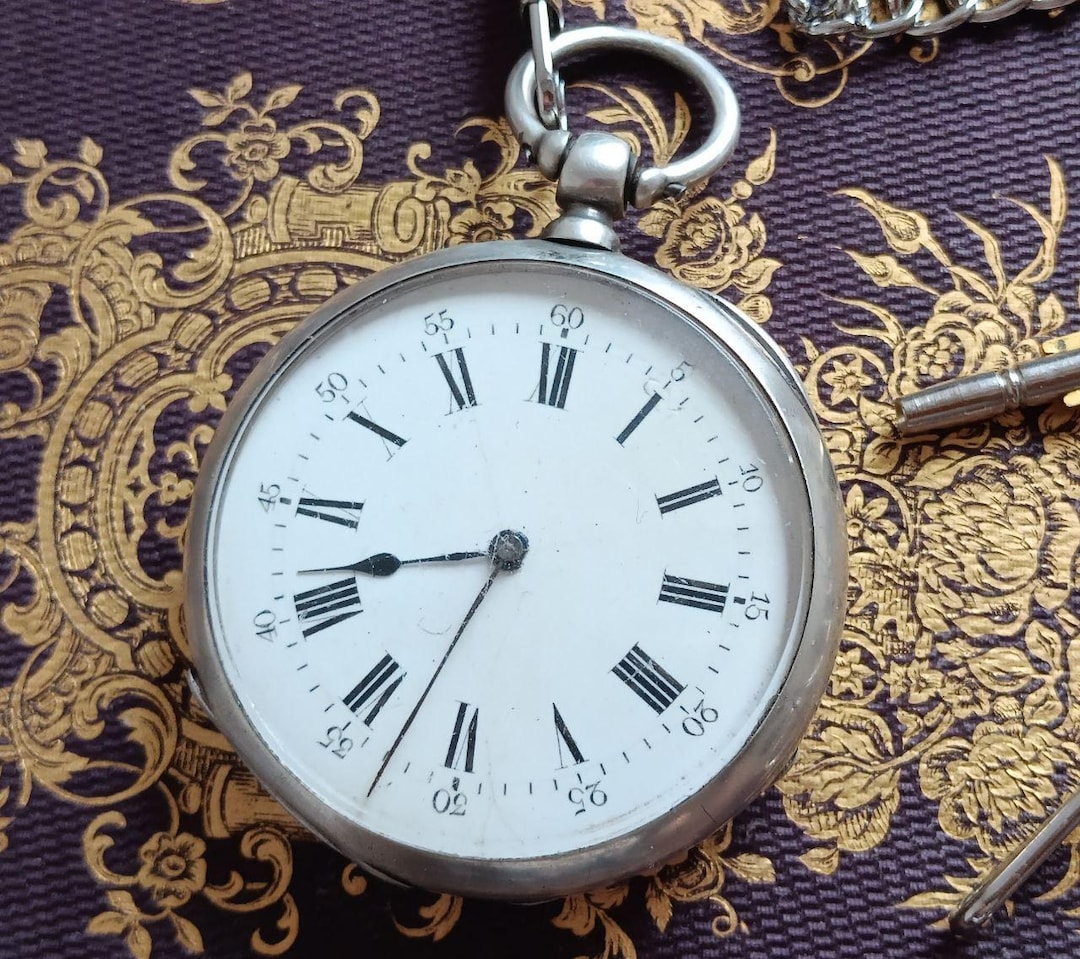Silver Pocket Watch 1860, Vintage Working Pocket Watch With Silver Case ...