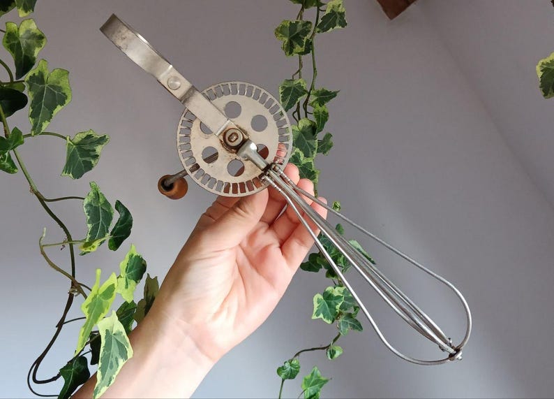 Set Vintage Kitchen Utensils Mid Century, Mechanical Hand Whisk ...