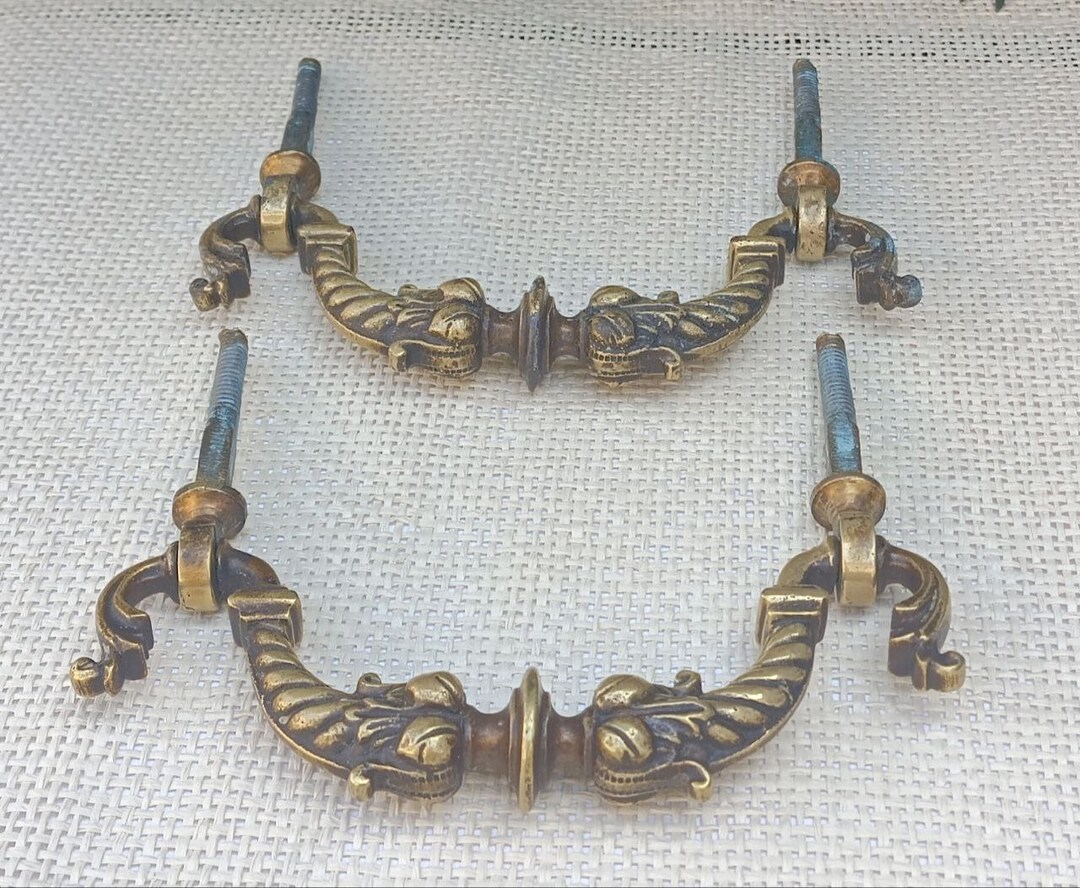 Vintage Bronze of Drawer Handles, Antique Bronze Knobs, Mid Century ...