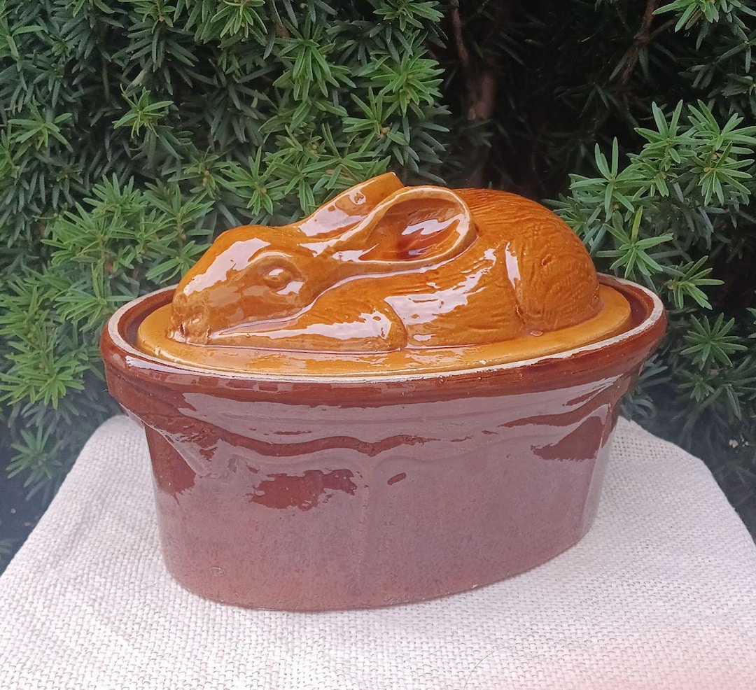 Vintage Large Rabbit Pâté Terrine Dish, Antique Ceramic Rabbit Dish ...