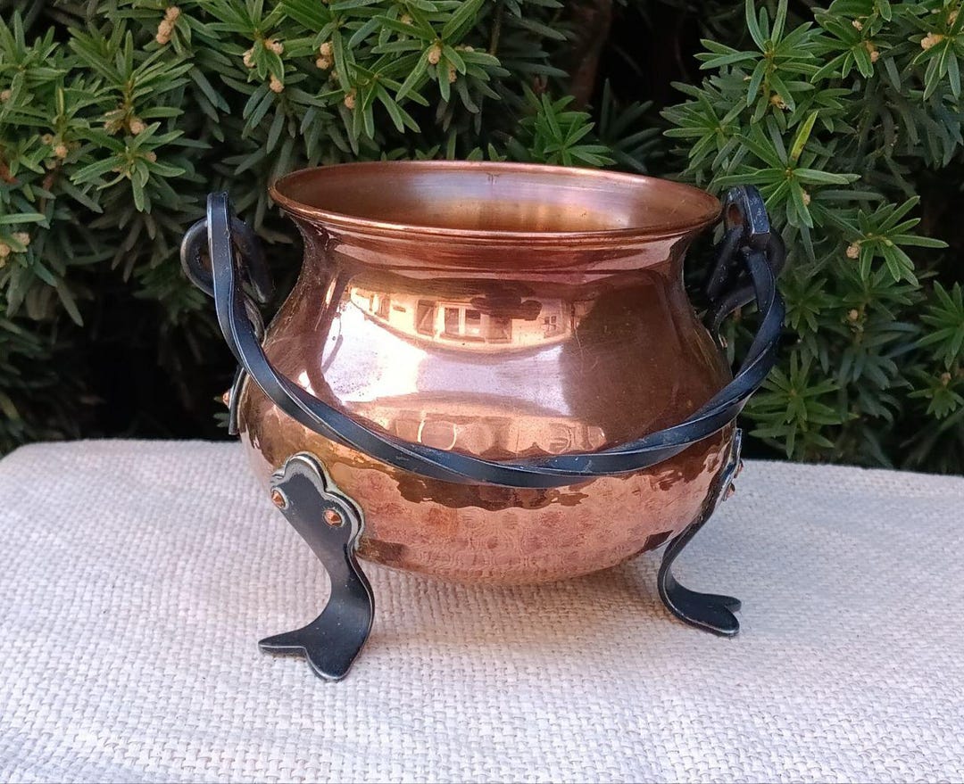 Vintage Copper Cauldron Mid Century, Copper Plant Pot, Antique Copper ...