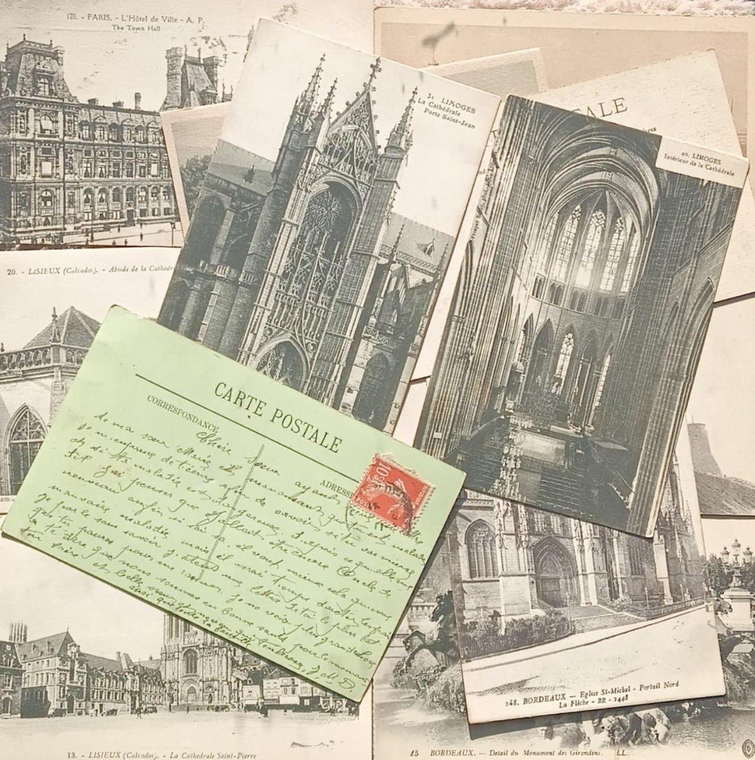 Vintage Postcards France Mid Century, Antique Postcards Set of 12 ...