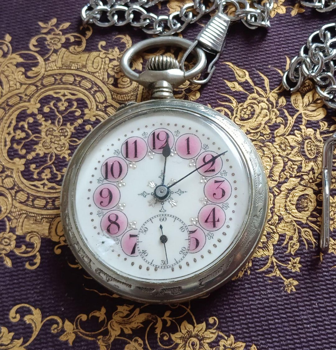 Vintage Working Pocket Watch 1910 With a Chain, Antique Working Watch ...