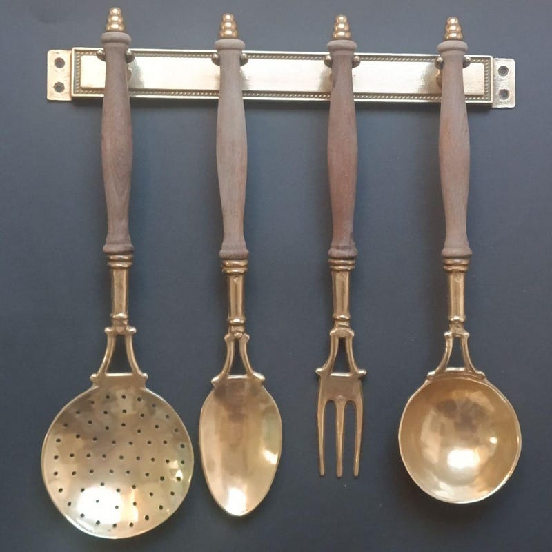 Antique Brass Spoon Rack - Etsy