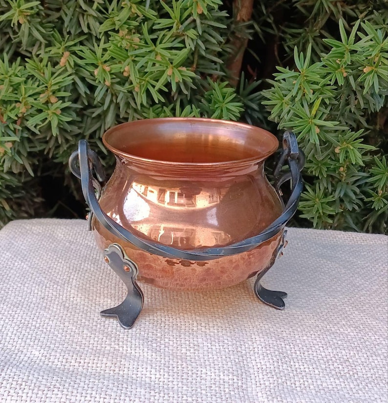 Vintage Copper Cauldron Mid Century, Copper Plant Pot, Antique Copper ...