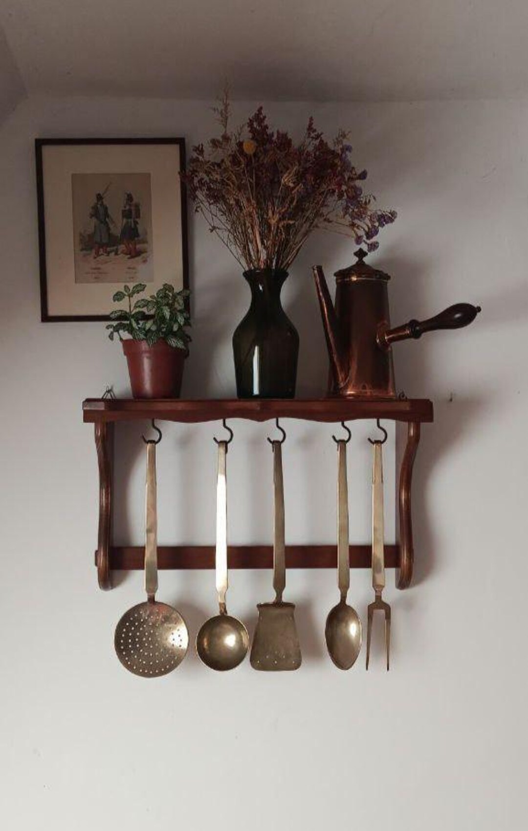 5 Vintage French Brass Kitchen Utensils, Kitchen Utensils Fork, Spoon ...