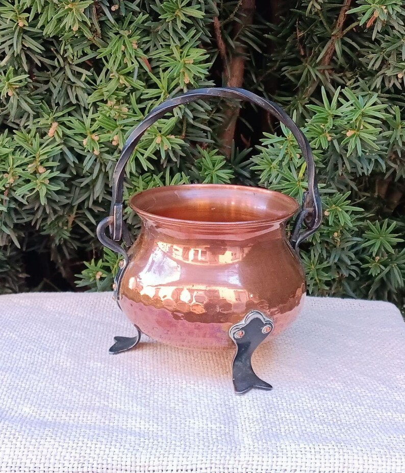 Vintage Copper Cauldron Mid Century, Copper Plant Pot, Antique Copper ...